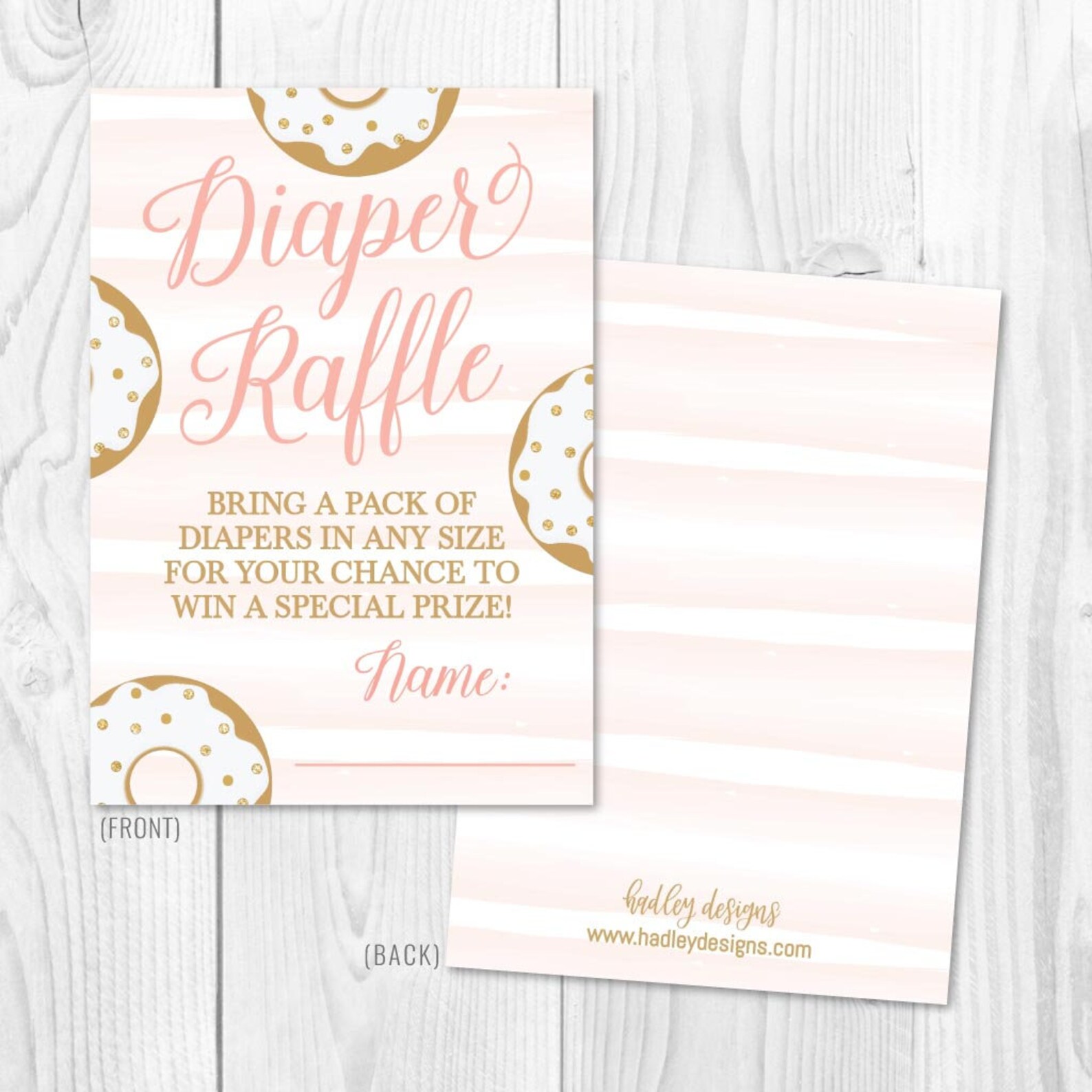 Pink Donut Baby Shower Diaper Raffle Template - Ticket Printable ...