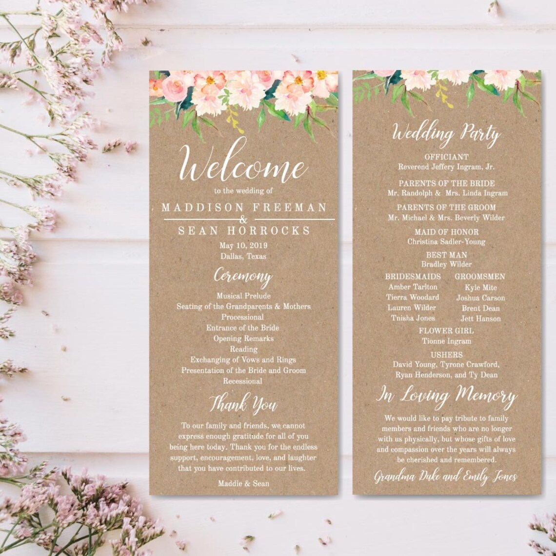 Wedding Program Thank You Messages, Wedding Programs Online Template ...