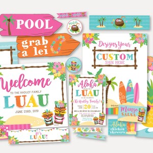 Luau Party Complete Package Templates Luau Printables Luau - Etsy