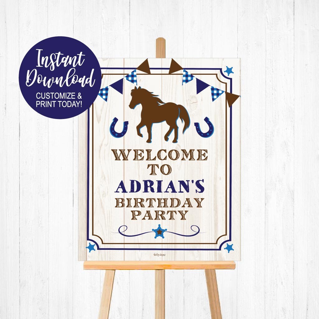 Horse Birthday Welcome Sign Horse, Birthday Party Welcome Sign ...