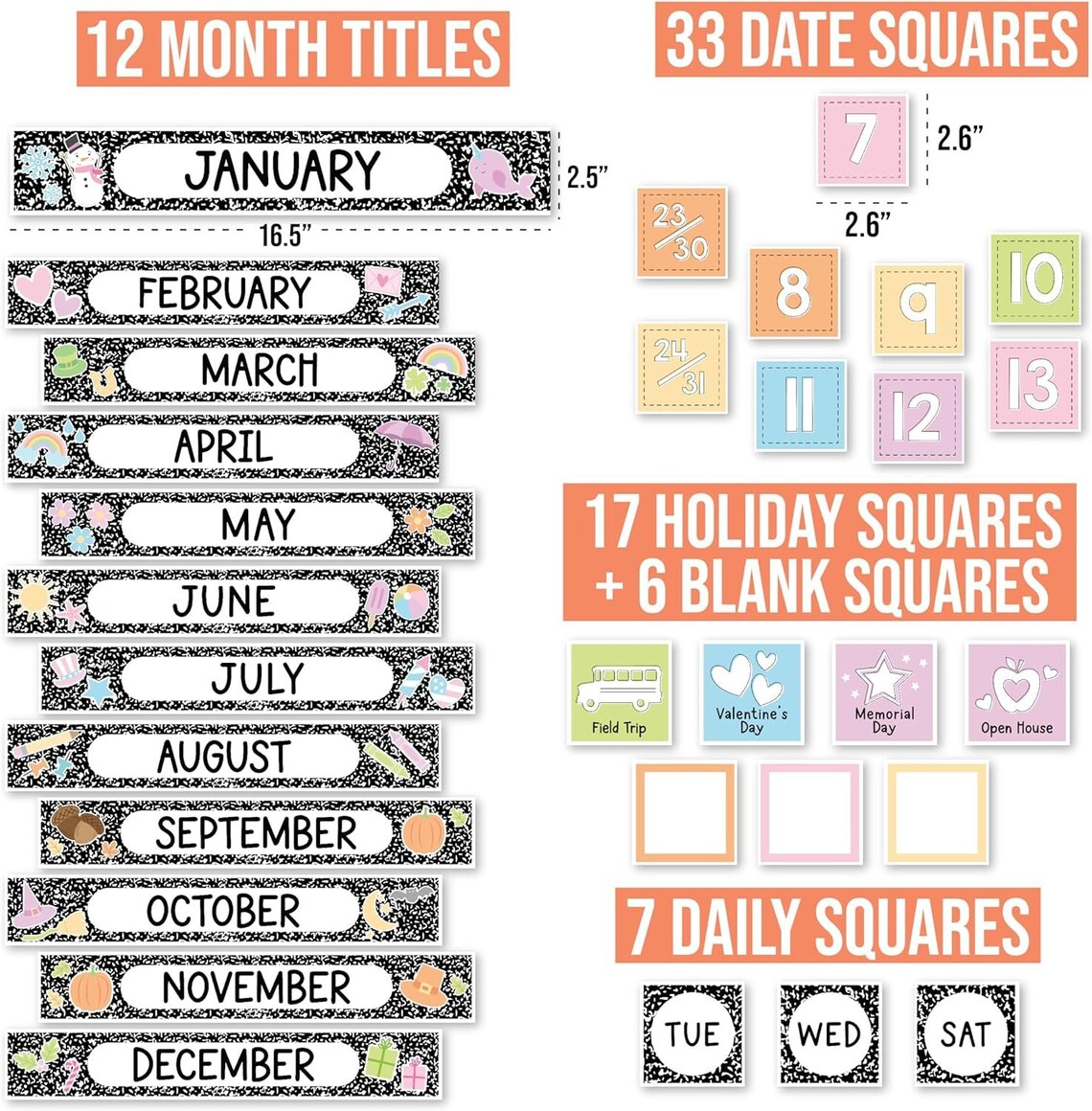 Colorful Classroom Calendar Set Bulletin Board - Bulletin Board ...