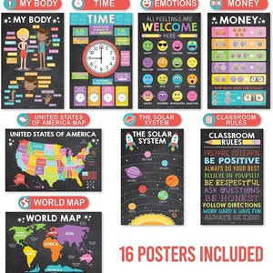 16 Colorful Kids Educational Posters for Toddlers - Pre K Learning ...