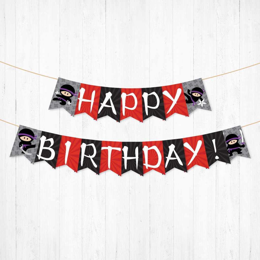 Ninja Kids Party Banner Template Ninja Kids Banner Birthday - Etsy