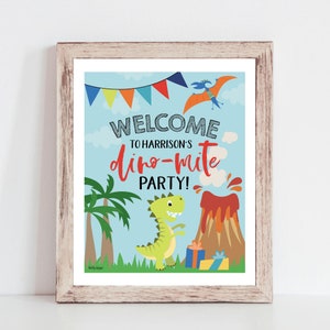 Dinosaur Kids Party Welcome Sign Template Birthday Welcome - Etsy