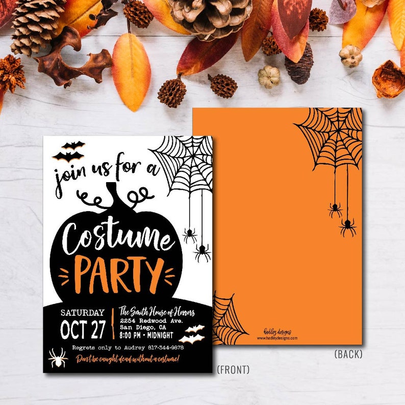 Pumpkin Halloween Costume Party Invitation Costume Party | Etsy