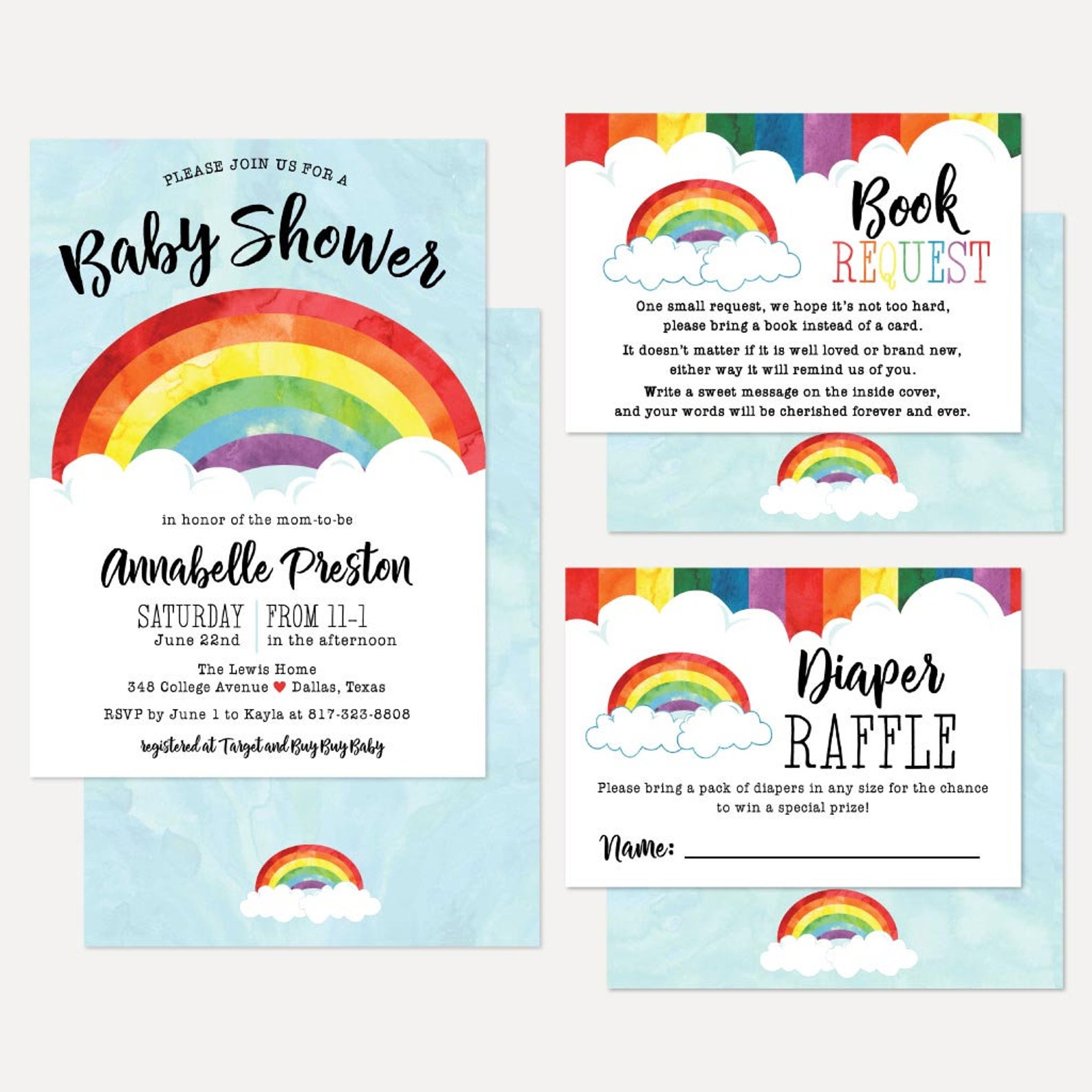Baby Shower Invitation Suite Printable Diaper Raffle Instant - Etsy