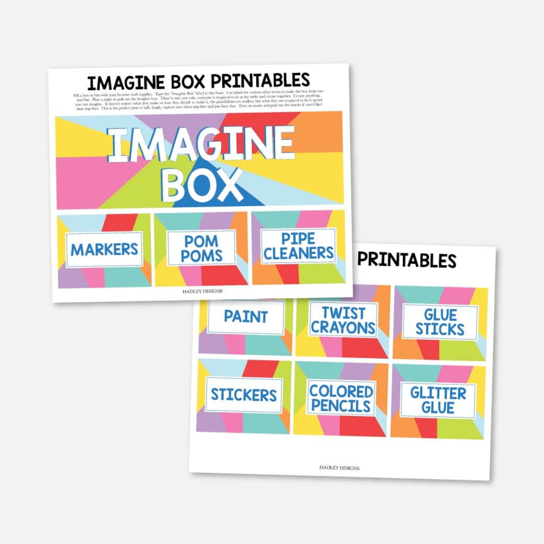 Imagine Box Label Printables, Craft Kits for Kids Template, Art Box ...