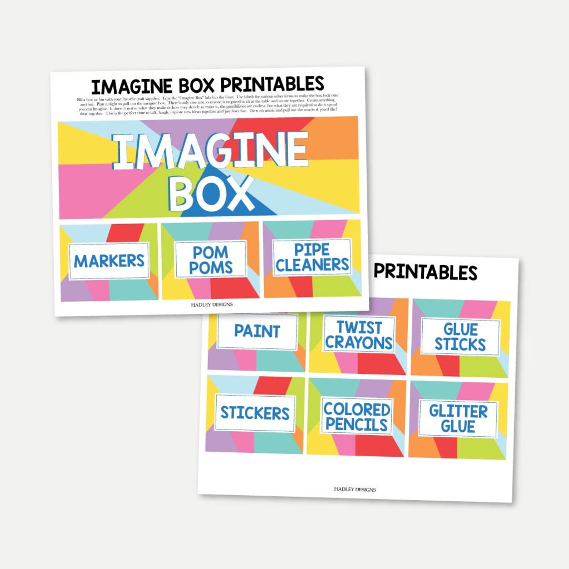 Imagine Box Label Printables Craft Kits for Kids Template | Etsy