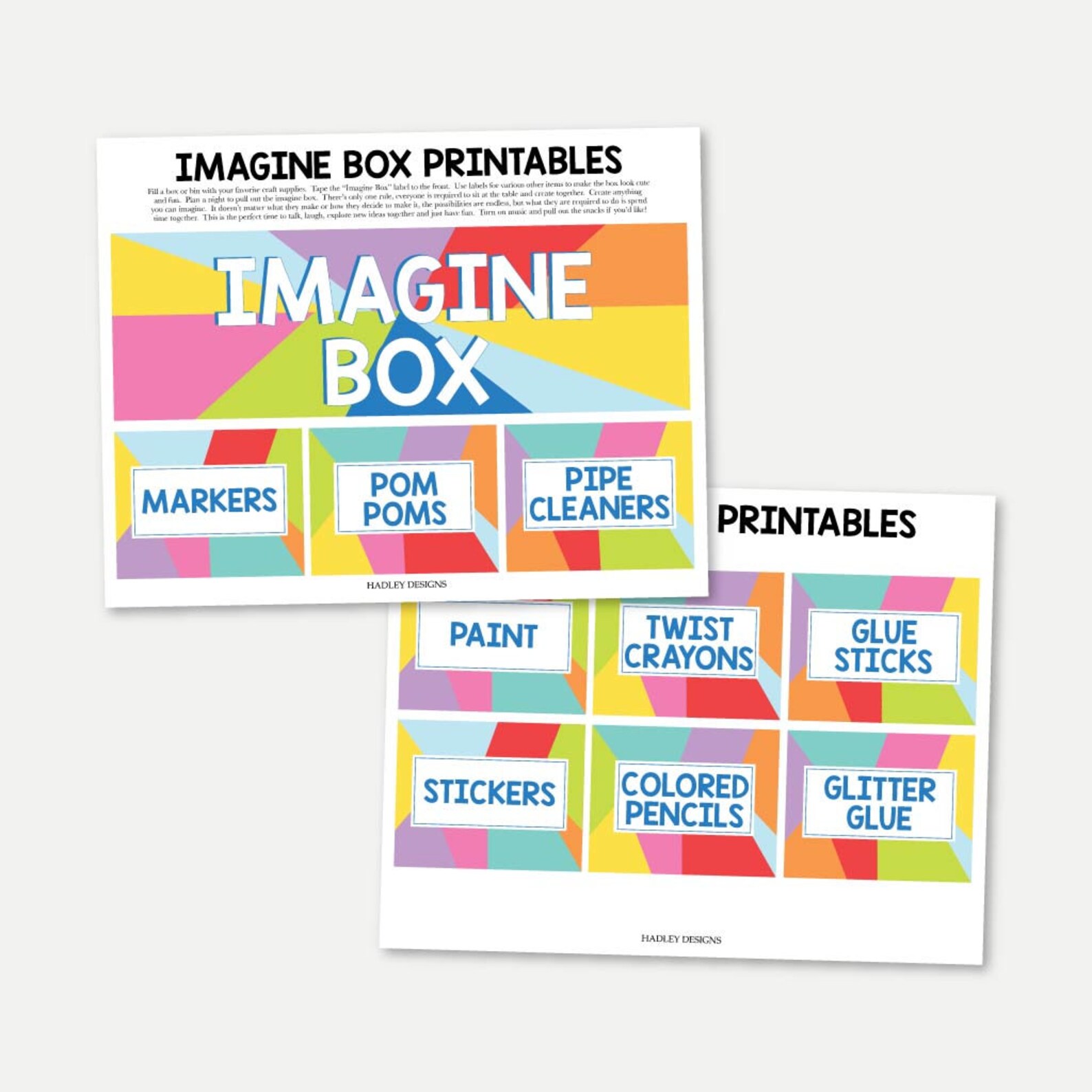 Imagine Box Label Printables Craft Kits for Kids Template | Etsy