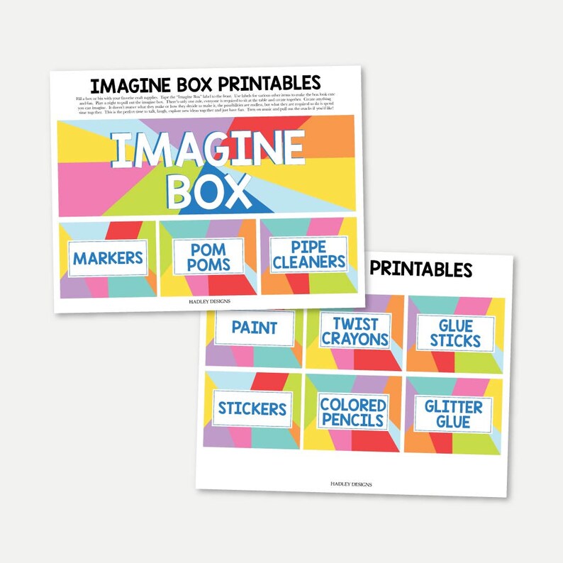 Imagine Box Label Printables Craft Kits for Kids Template | Etsy
