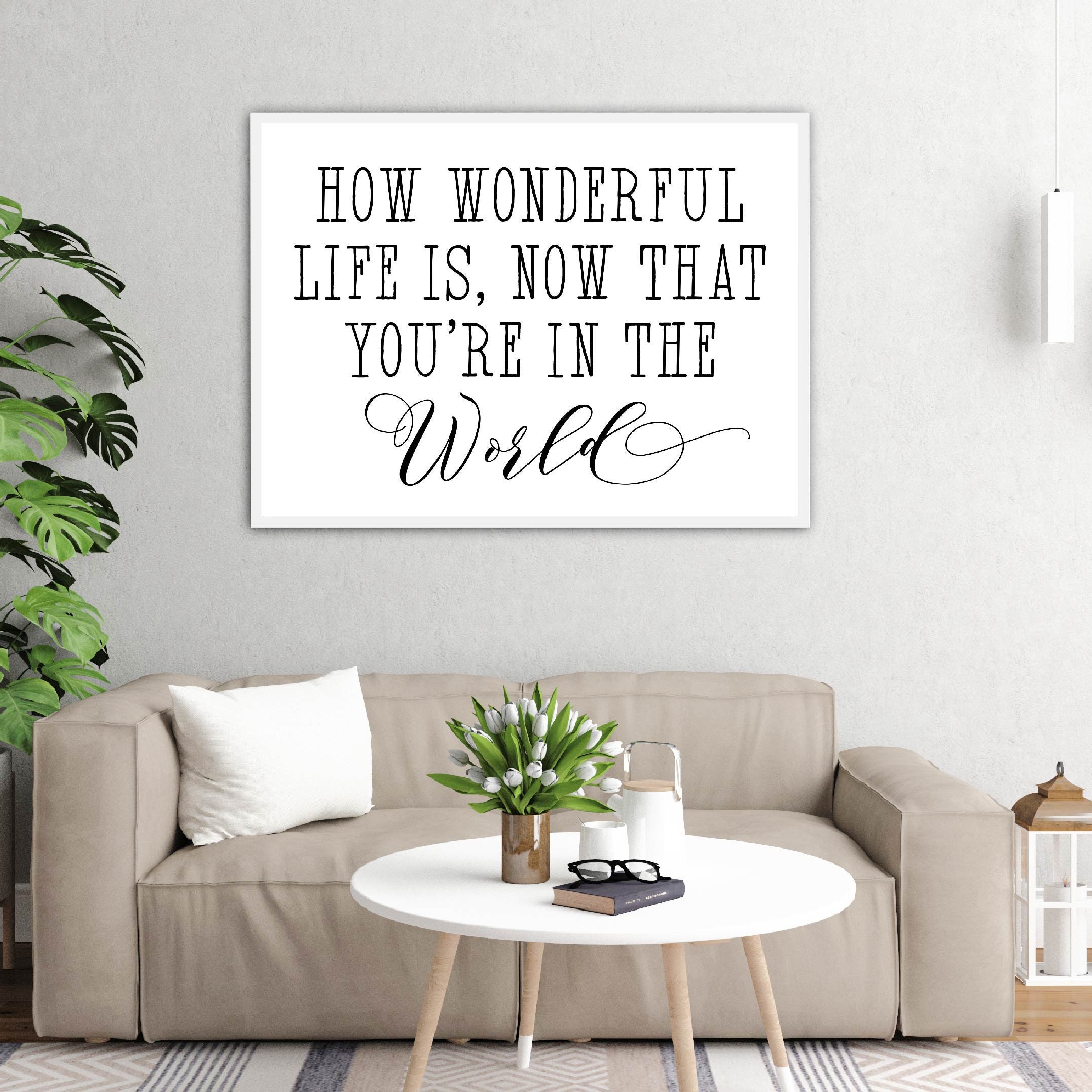How Wonderful Life is Home Sign Wall Art Print Motivational | Etsy