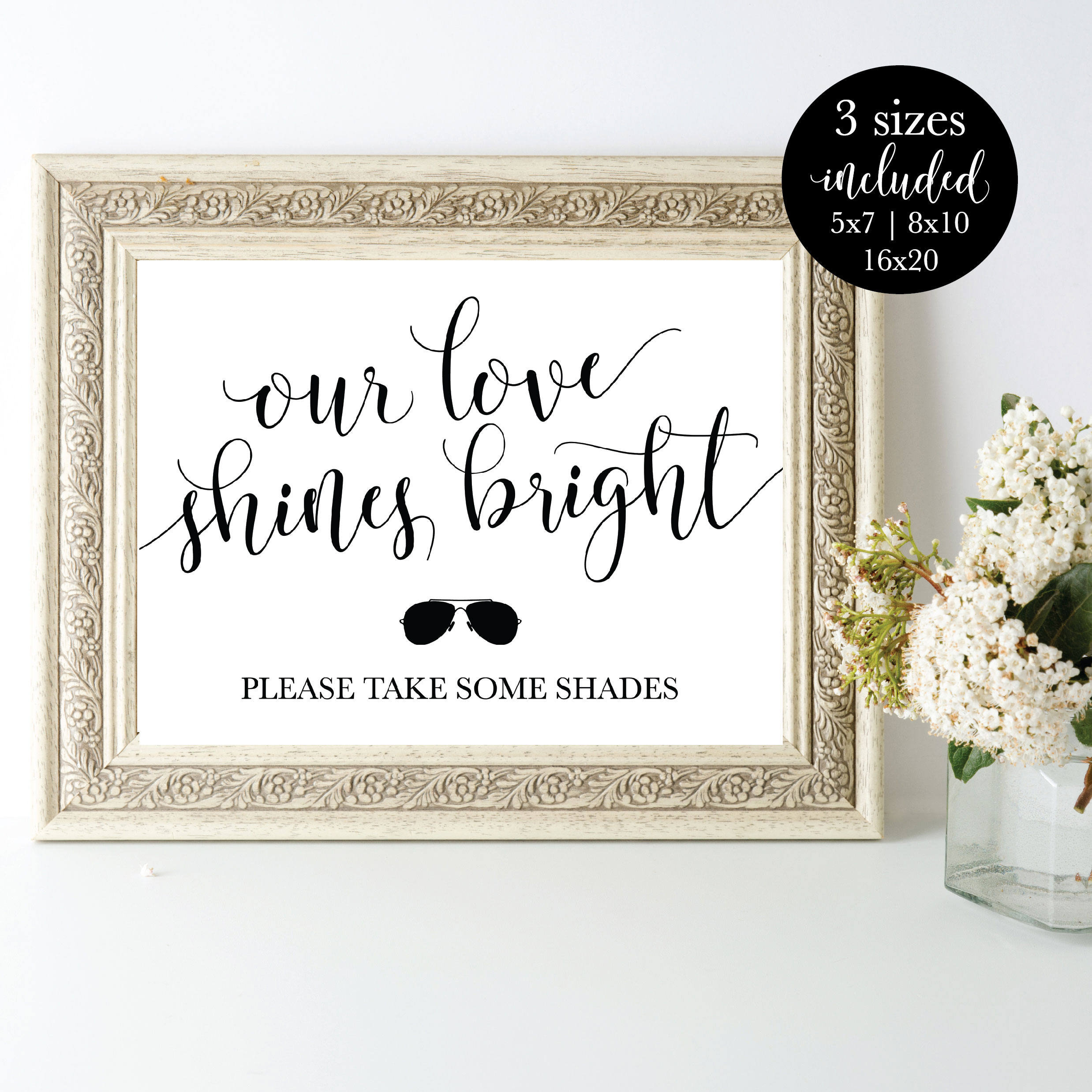 Printable Wedding Sunglasses Sign Summer Outdoor Ceremony Our | Etsy