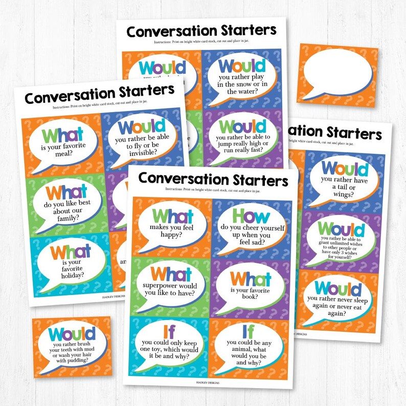Printable Conversation Starter Cards Dinner Table Questions - Etsy