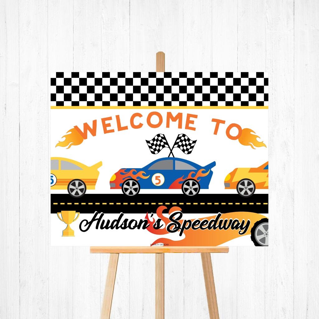 Race Car Welcome Sign Printable, Cars Birthday Party Welcome Sign ...