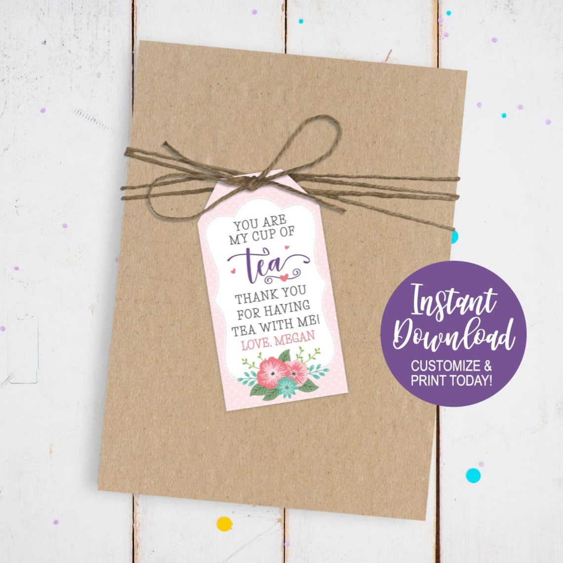 Editable Tag Printable Tea Tag Template Editable Hadley | Etsy
