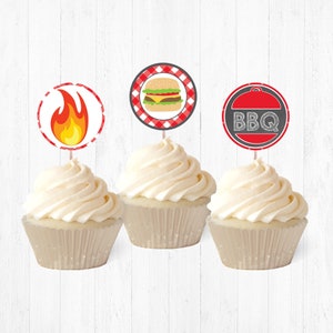 Summer Cookout Cupcake Topper Template, Instant Download Barbecue ...