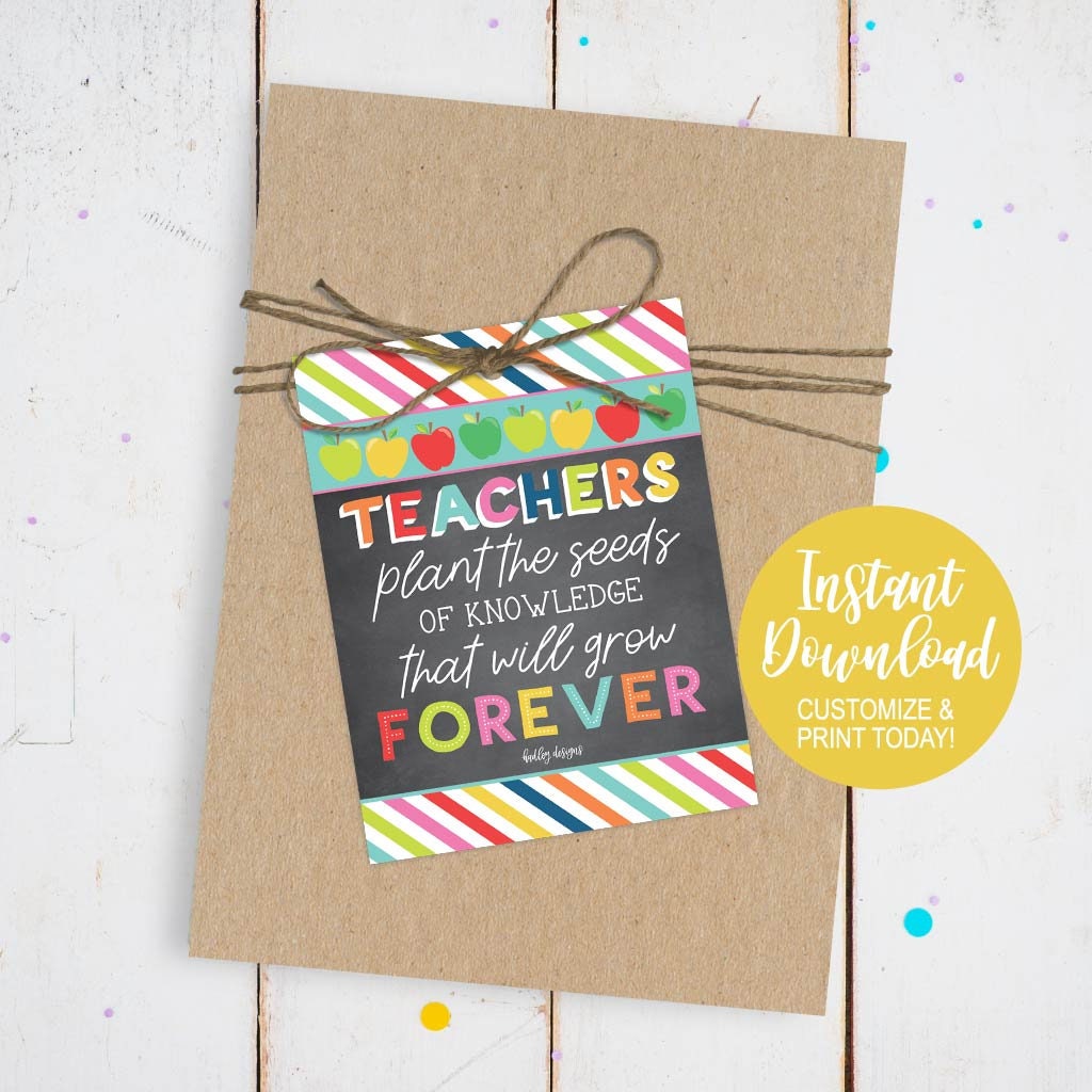 Back to School Teacher Gift Tags Template Teacher Favors | Etsy