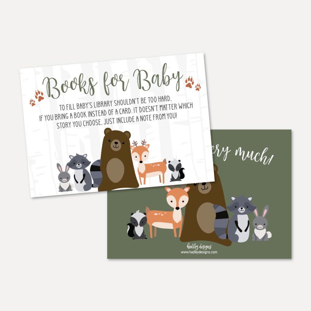Plantilla de solicitud de libro de baby shower de Woodland - Etsy España