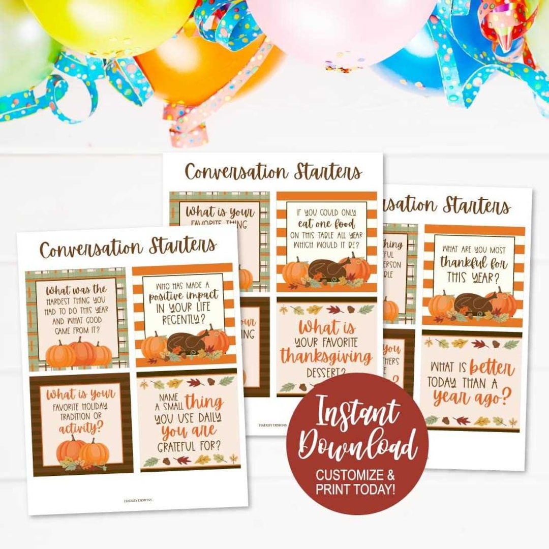 Thanksgiving Cards Digital, Thanksgiving Cards Template, Table Talk ...