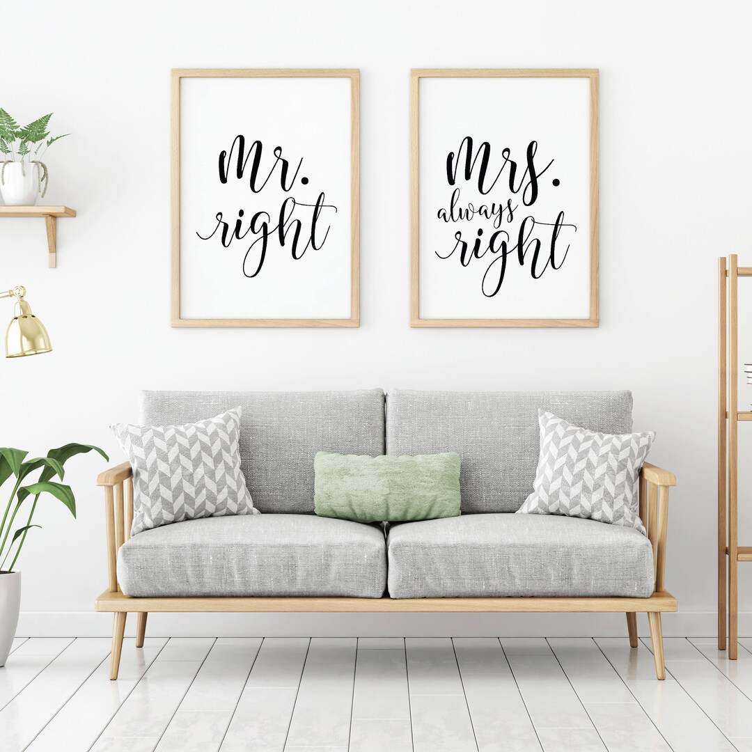 Mr. Right and Mrs. Always Right Printable Sign Set Home Decor - Etsy