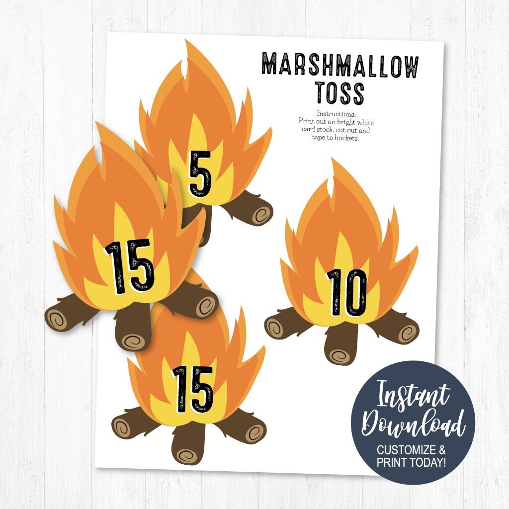 Marshmallow Toss Game Printable, Outdoor or Indoor Tossing Game for ...