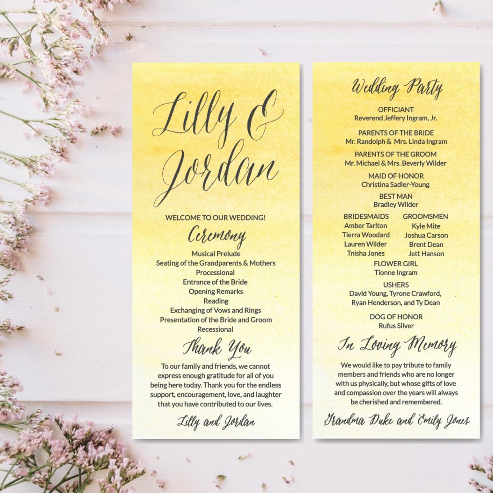 Instant Download Wedding Program Wedding Program Thank You | Etsy