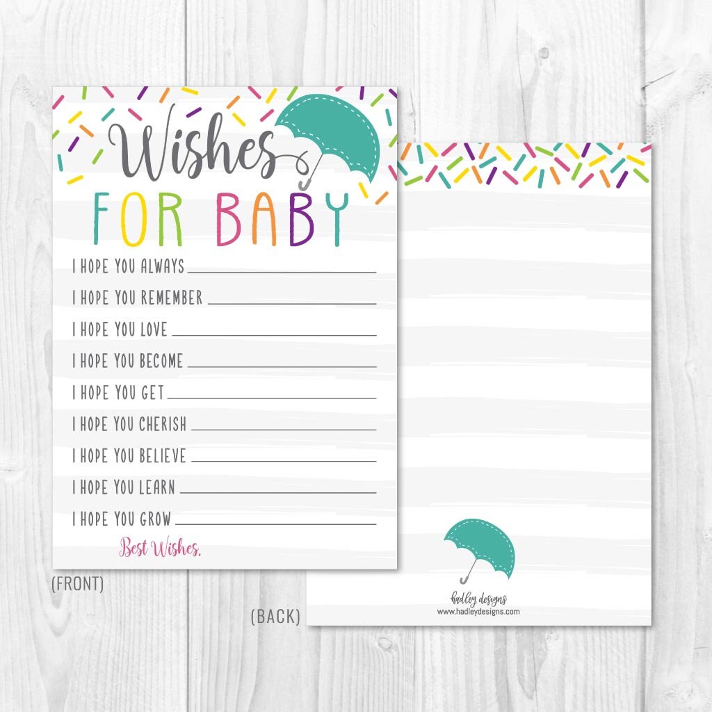 Sprinkle Baby Shower Wishes Card Template Baby Well Wishes - Etsy