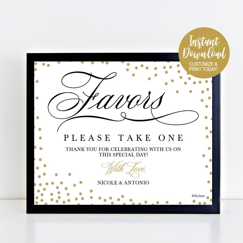 Favor Sign Template, Printable Favor Sign, Custom Favor Sign, Template ...