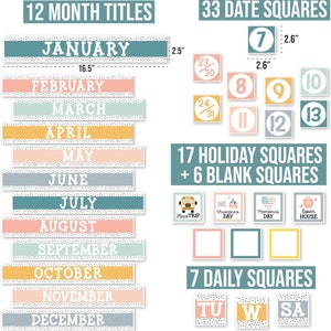 Boho Classroom Calendar Set Bulletin Board - Bulletin Board Calendar ...