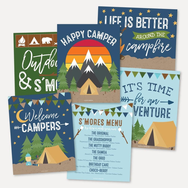 Editable Camping Sign Package Templates Includes Smores Favor - Etsy