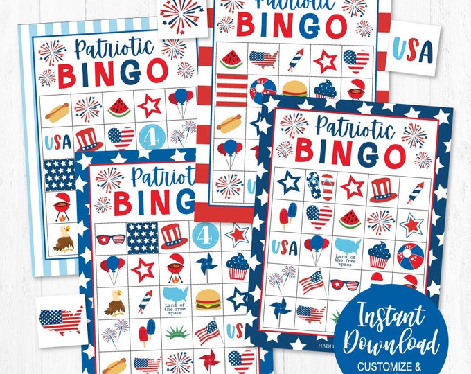 Independence Day Themed Bingo Cards Digital Custom Barbecue - Etsy