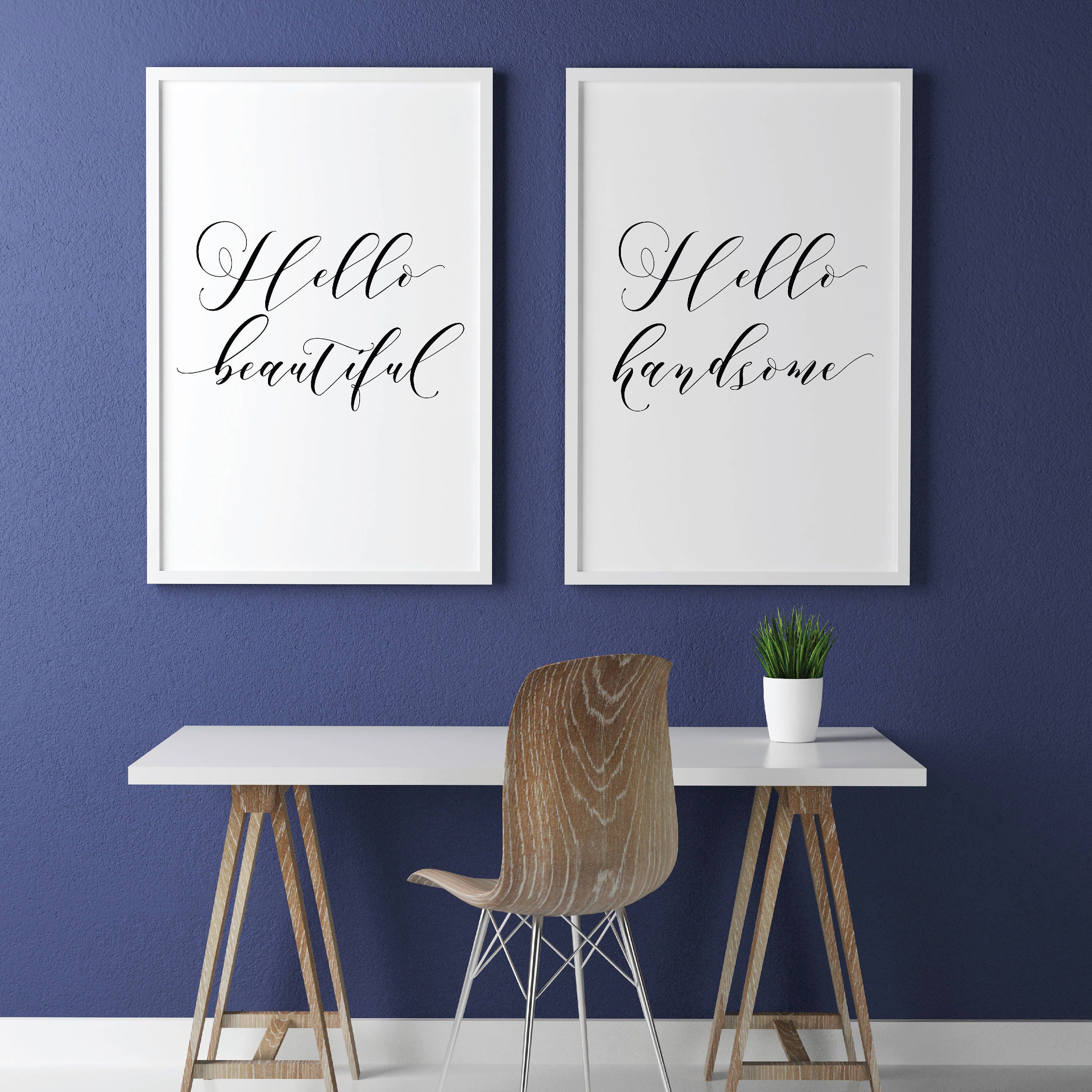 Hello Beautiful Hello Handsome Printable Sign Set Home Decor | Etsy