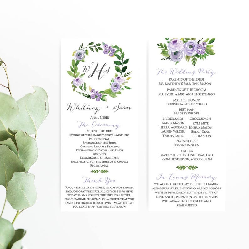 DIY Printable Wedding Programs Templates Wedding Program - Etsy