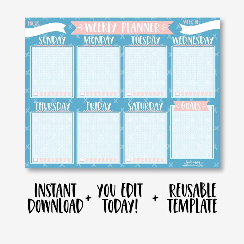 Printable Weekly List Week Printable Week Planner for Kids | Etsy