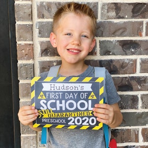 Quarantine Back to School Sign Printable, Custom Chalkboard First Day ...