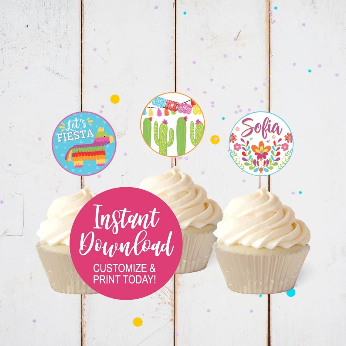 Cupcake Topper Instant Download Printable Party Decorations - Etsy