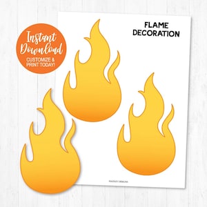 Race Car Birthday Party Flame Decor, Printable Racecar Party Decor, DIY ...