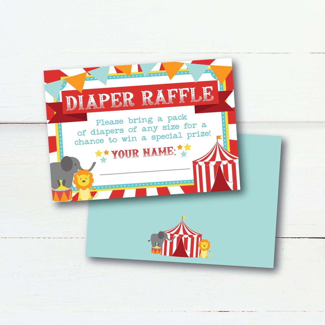 Circus Big Top Diaper Raffle Ticket Printable, Diaper Raffle Instant ...