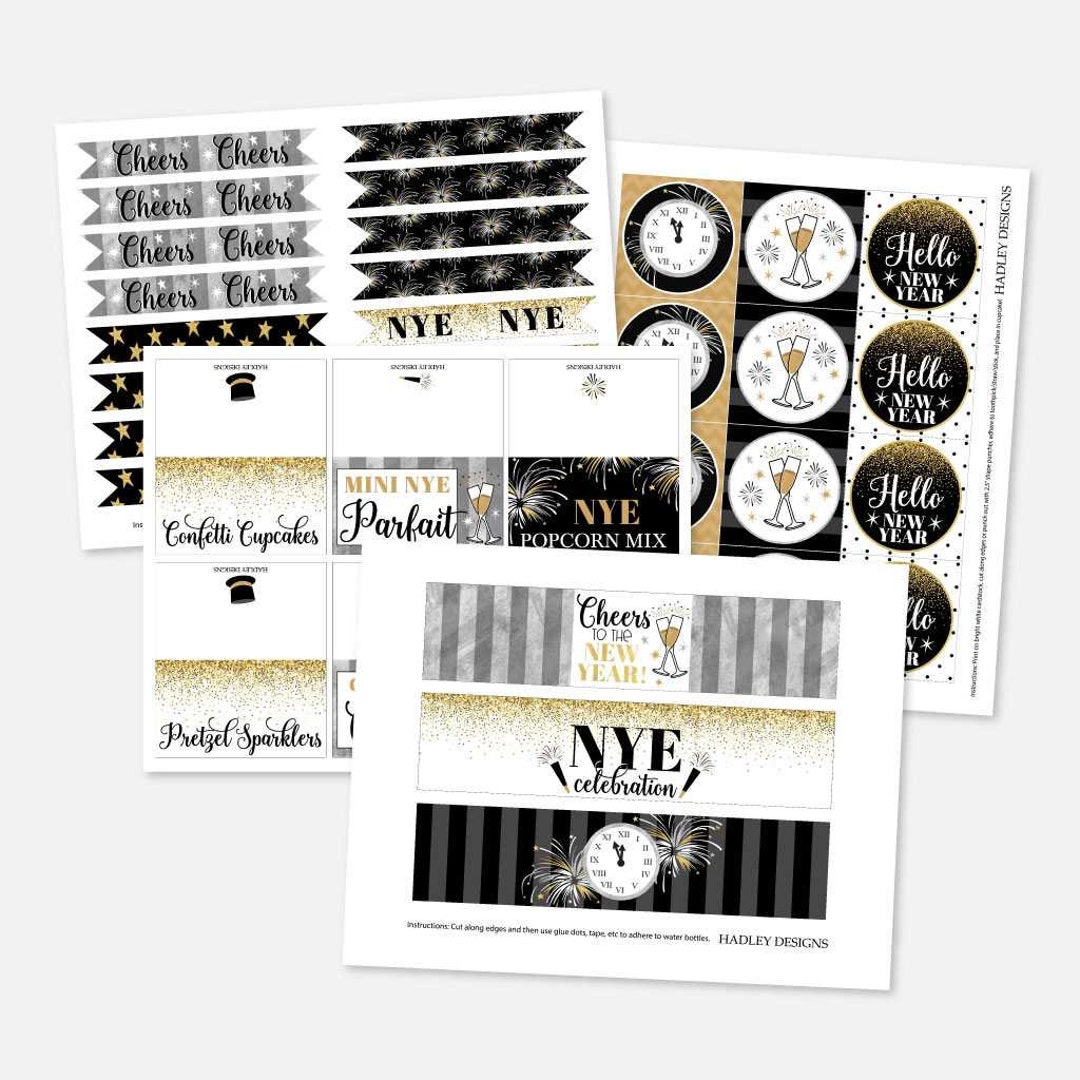 New Years Eve Accessories Package Template - New Year Celebration Kit ...