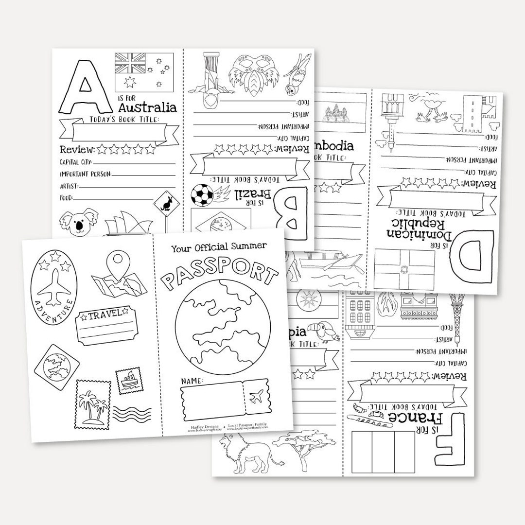 Alphabet Passport Printable, Learning Letters Coloring Pages, Kids ...
