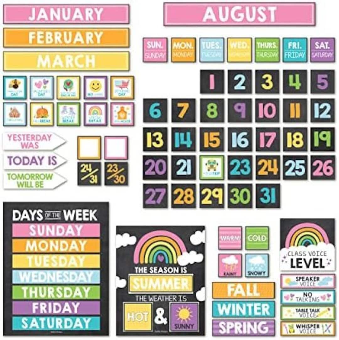 Colorful Classroom Calendar Set Bulletin Board Sets for Teachers ...