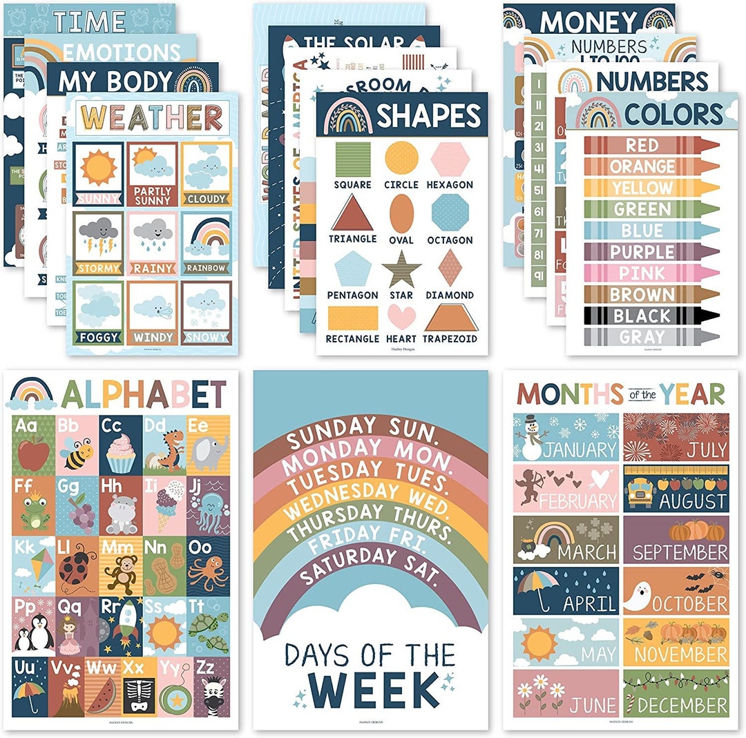 16 Boho Kids Educational Posters for Toddlers - Pre K Learning Posters ...