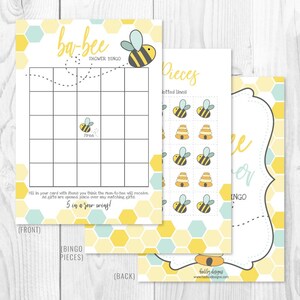 Bee Baby Shower Bingo Game Template - Bingo Baby Shower, Baby Bingo ...
