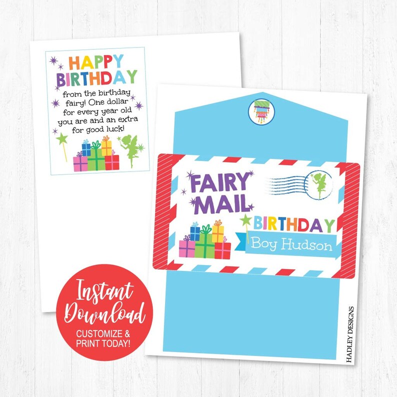 Birthday Fairy Mail Printable Template Editable DIY Fairy | Etsy