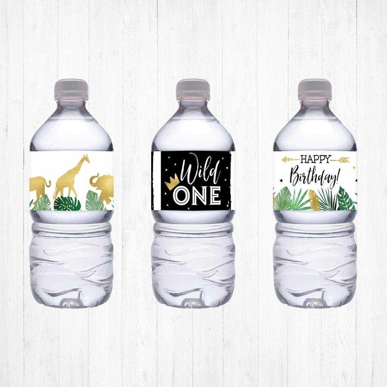 Wild One Safari Water Bottle Labels Templatebottle Wrapper - Etsy