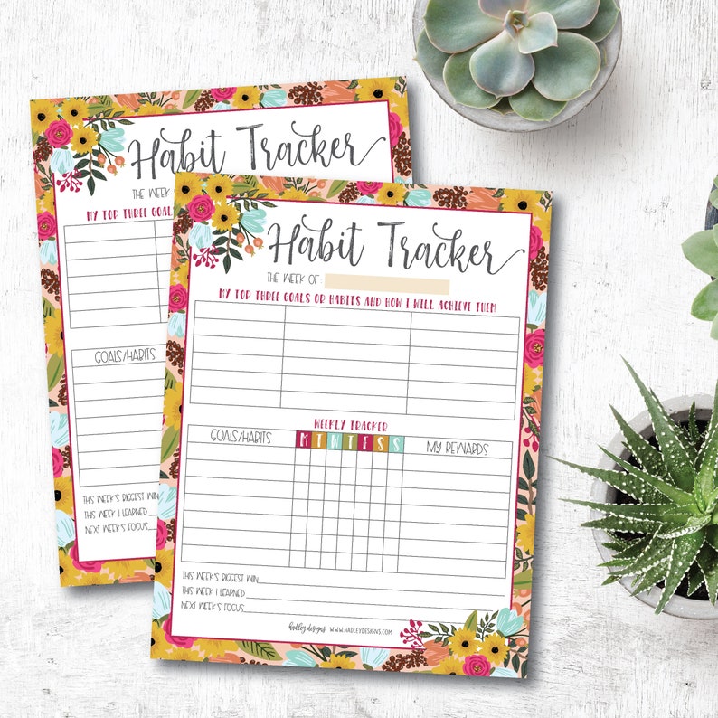 Weekly Goal Printable Habit Tracker Self Development - Etsy