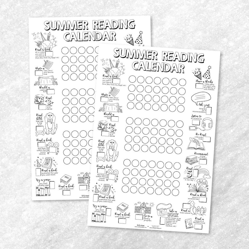 Summer Reading Calendar, Summer Reading Log, Summer Planner, Monthly ...