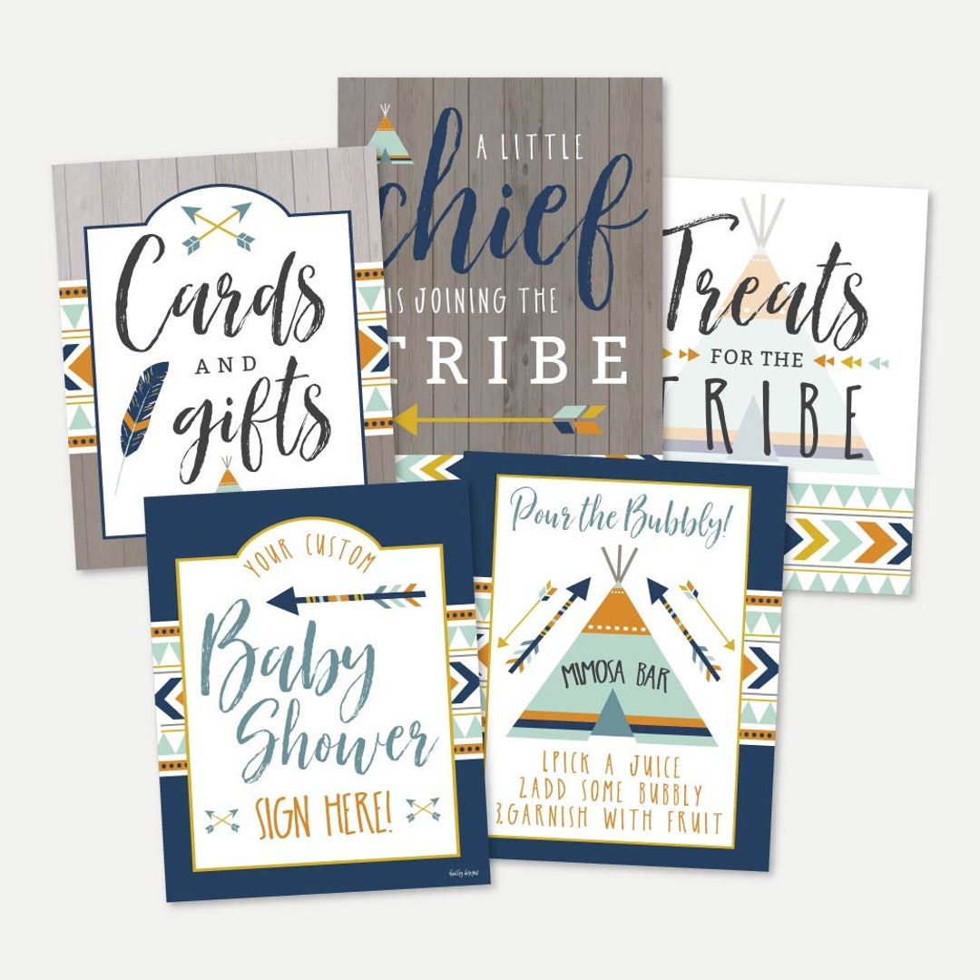 Aztec Adventure Boy Baby Shower Signs Set Templates - Baby Shower Sign ...