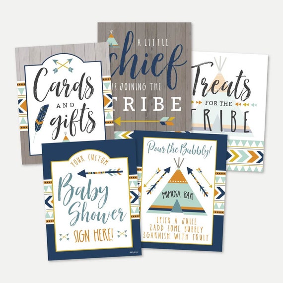 Aztec Adventure Boy Baby Shower Signs Set Templates Baby | Etsy
