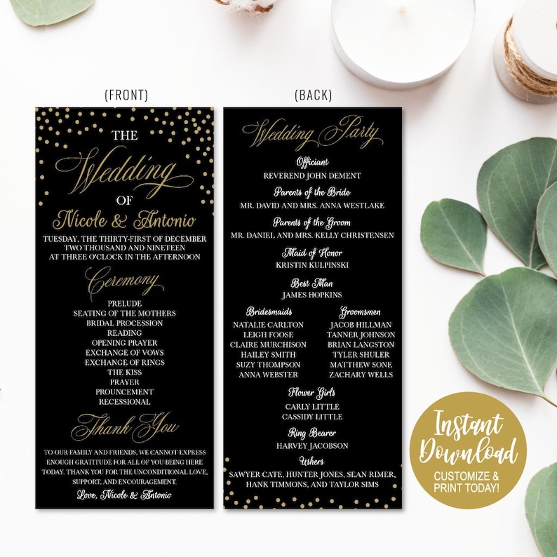 Wedding Program Thank You Template, Wedding Program Ideas Wording ...